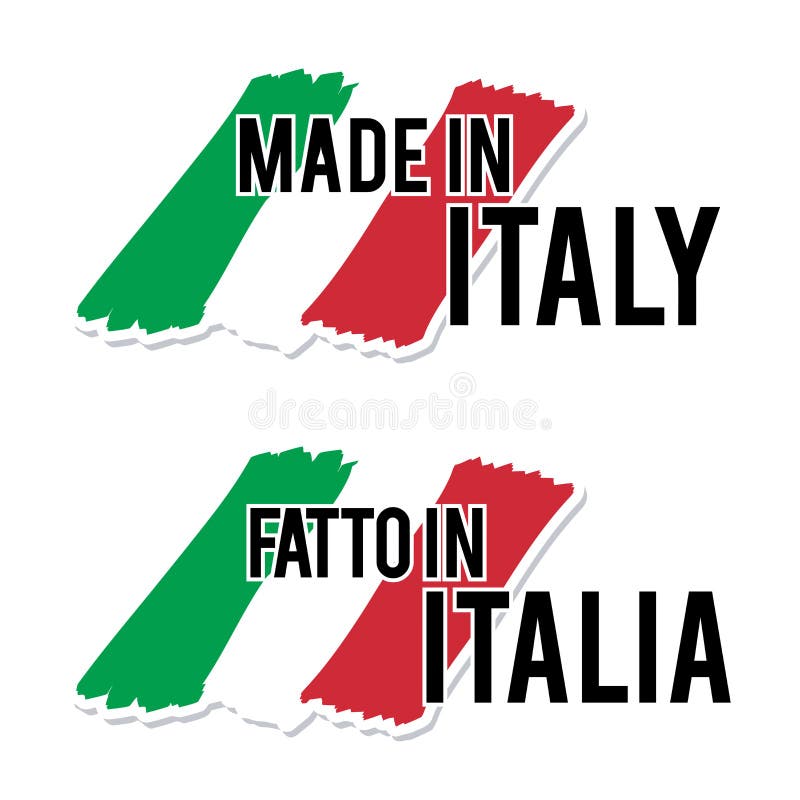 Made in Italy with Italian Flag Quality Label on the White Background ...