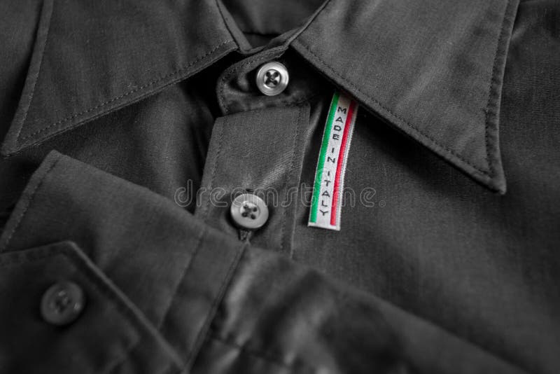 Made in Italy Label on Cotton Shirt Stock Photo - Image of fashion ...