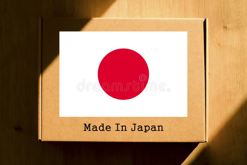 Made in Japan. Cardboard Boxes with Text `Made in Japan` and the Flag ...