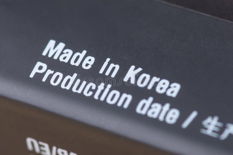Made in Korea Inscription on Black Box Stock Photo - Image of symbol ...