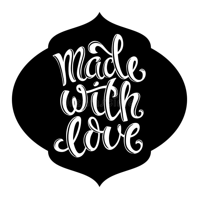 Made with Love Poster with Hand-drawn Golden Lettering, Vector Stock ...