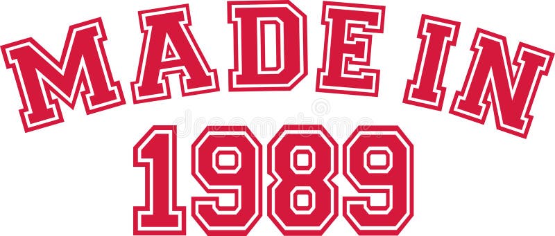 1989 Year college font stock vector. Illustration of year - 107160371