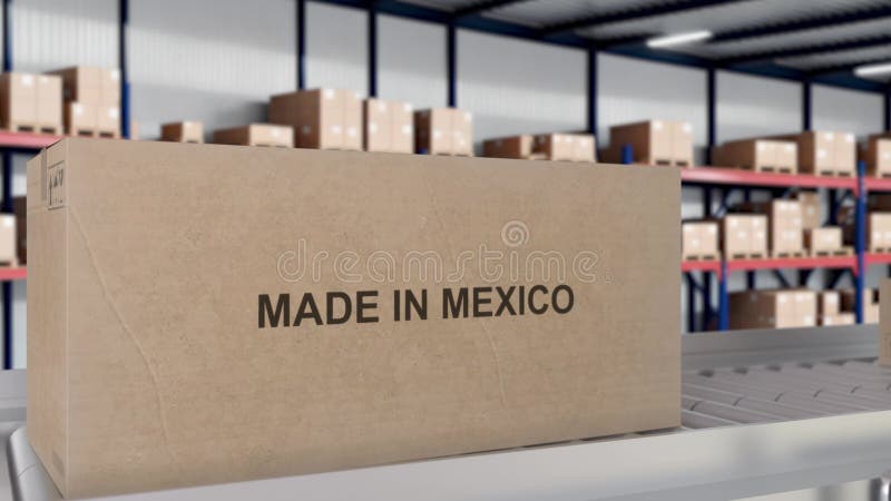 Made in MEXICO Import and Export Concept. Cardboard Boxes with Product ...
