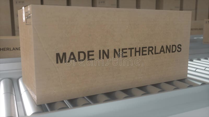 Made in Netherlands Import and Export Concept. Cardboard Boxes with ...