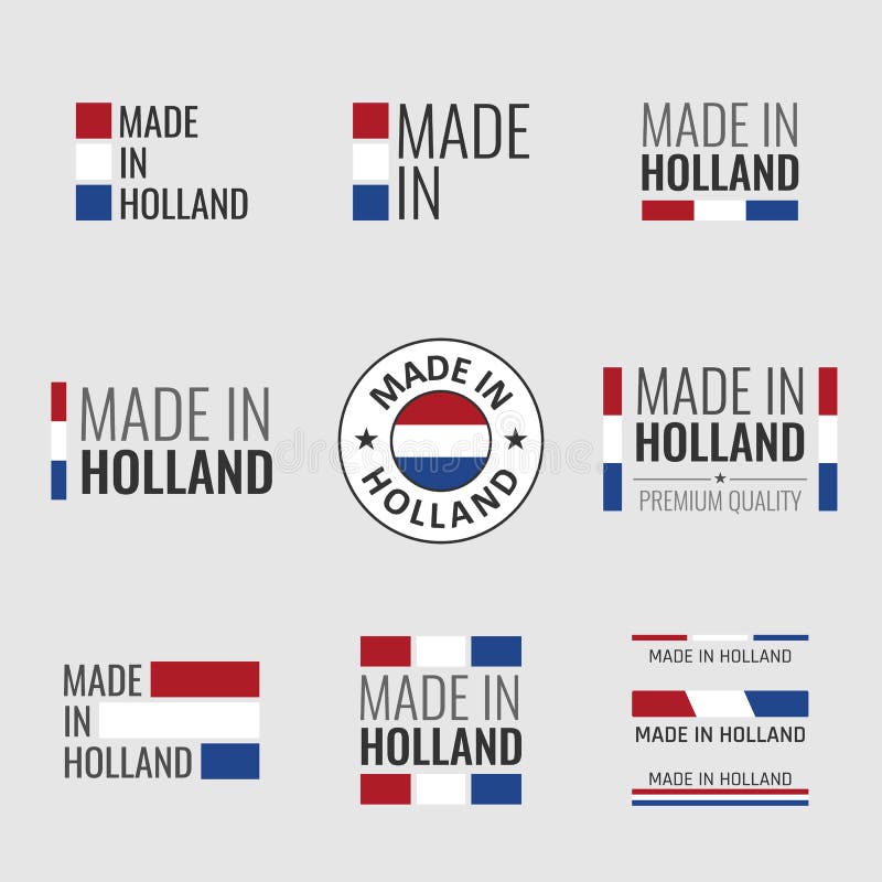 Made in Netherlands Labels Set, Holland Product Emblem Stock Vector ...