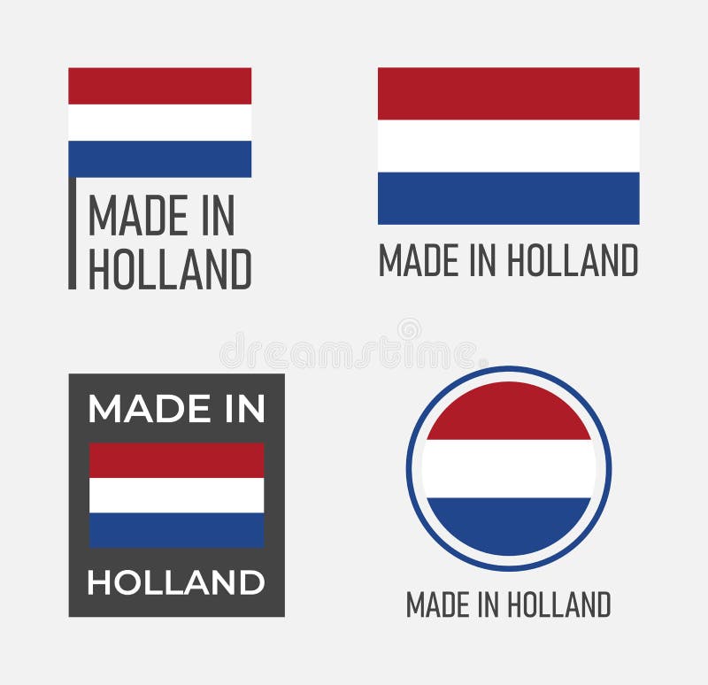 Made in Netherlands Labels Set, Holland Product Emblem Stock Vector ...