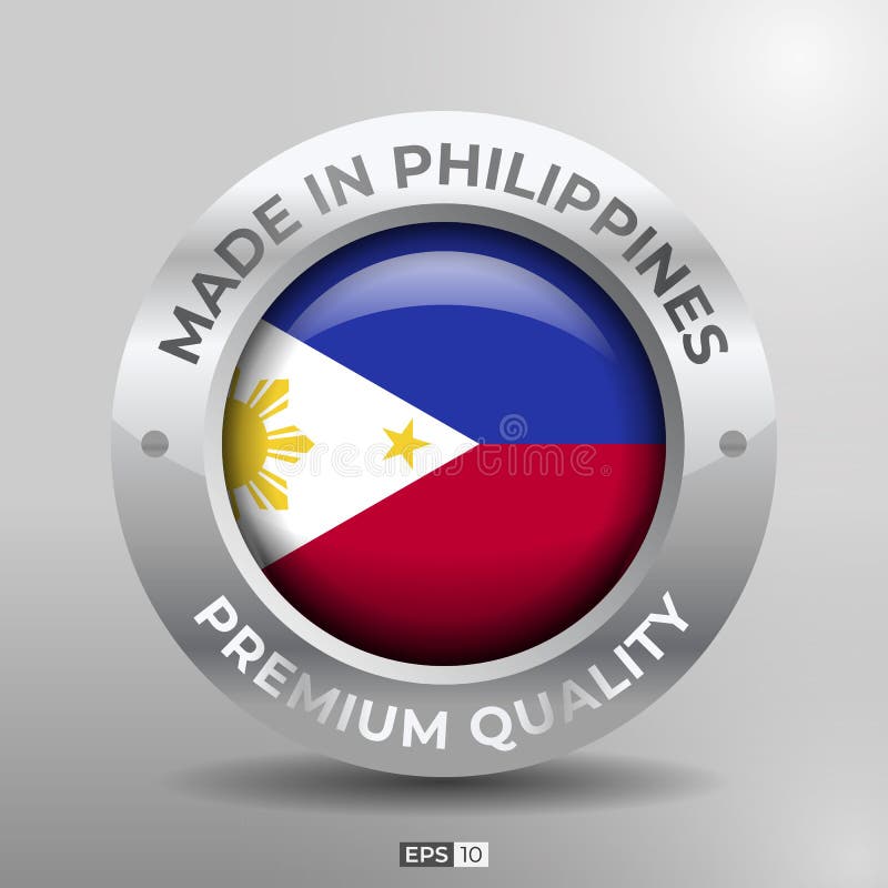 Made in Philippines Label, Logo, Stamp Round Flag of Nation with 3D ...
