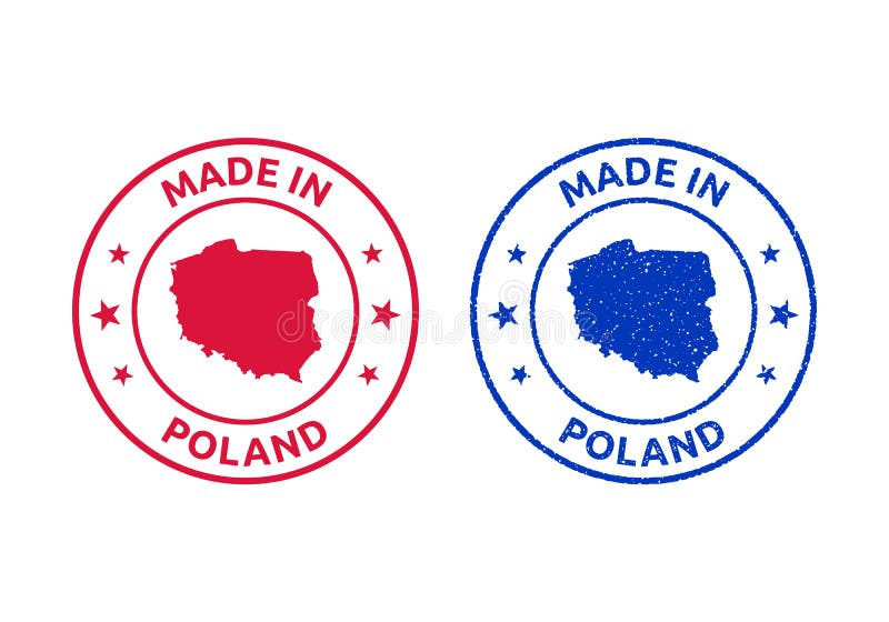 Made in Poland Label Set, Made in Poland Product Stamp Stock Vector ...