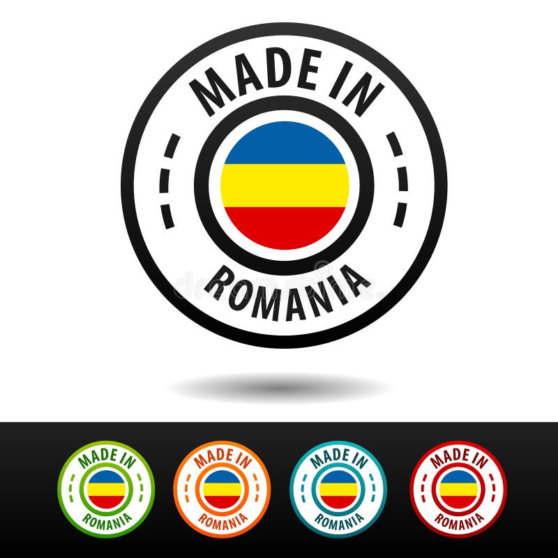 Made in Romania Badges with Romanian Flag. Flat Eps10 Vector. Stock ...