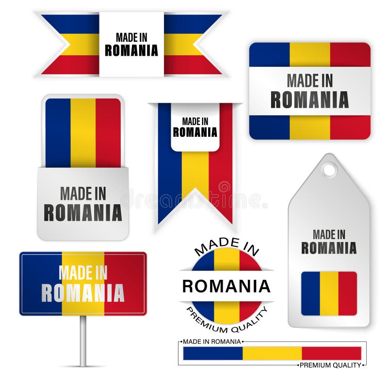 Made in Romania Graphics and Labels Set Stock Vector - Illustration of ...