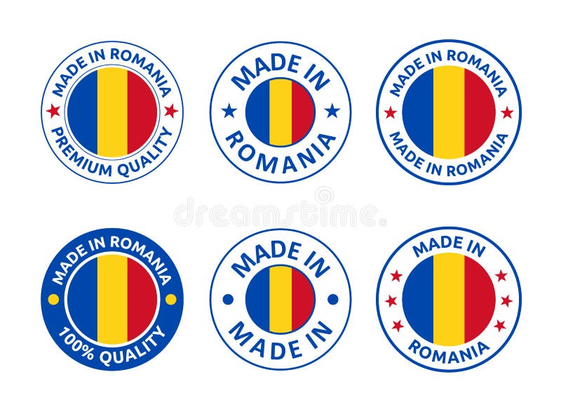 Made in Romania Labels Set, Product Emblem of Romania Stock Vector ...