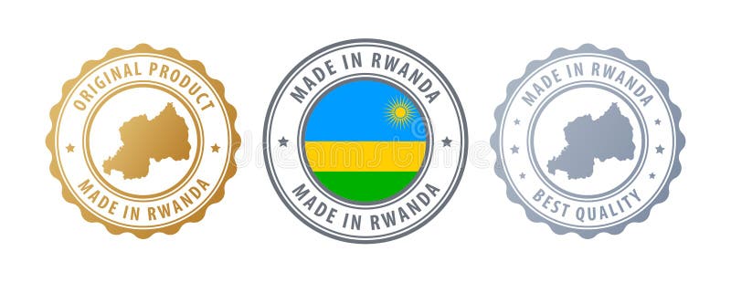 Made in Rwanda - Set of Stamps with Map and Flag. Best Quality Stock ...