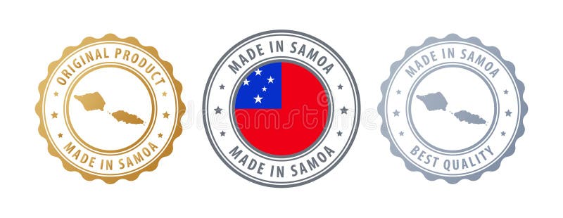 Made in Samoa - Set of Stamps with Map and Flag. Best Quality Stock ...