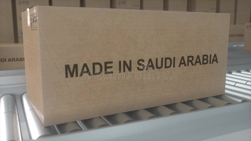 Made in Saudi Arabia Import and Export Concept. Cardboard Boxes with ...