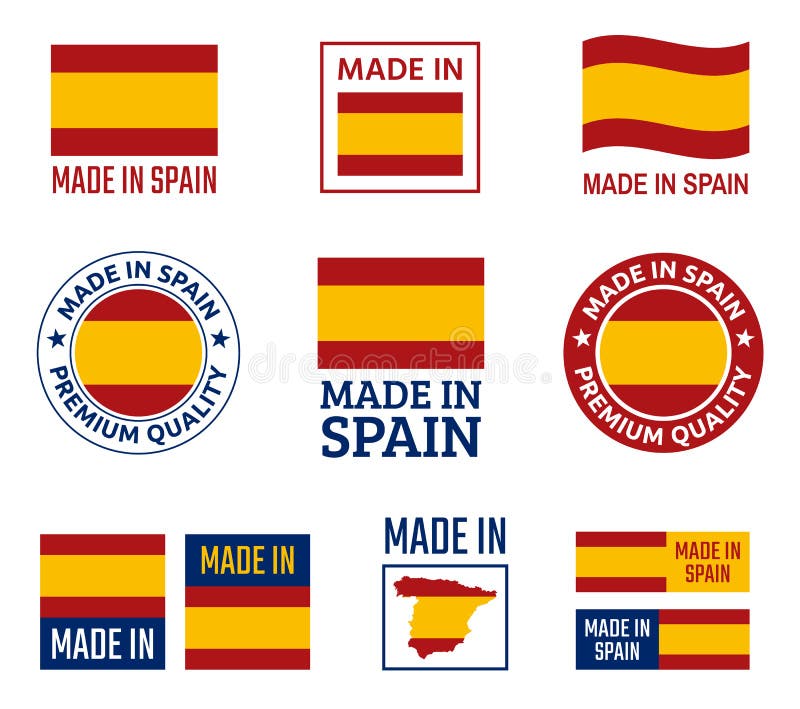 Made in Spain Labels Set, Spanish Product Emblem Stock Vector ...