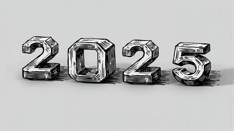 "2025" Made of Stacked Cubes with Shadow Effects Stock Illustration ...
