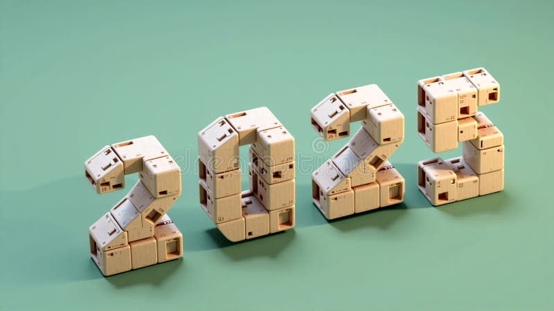 "2025" Made of Stacked Cubes with Shadow Effects Stock Illustration ...