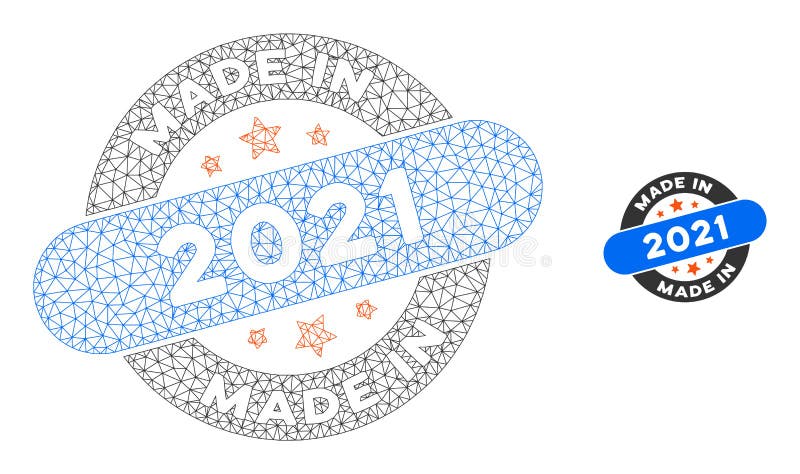 Made in 2021 Stamp Vector Mesh Carcass Model Stock Vector ...
