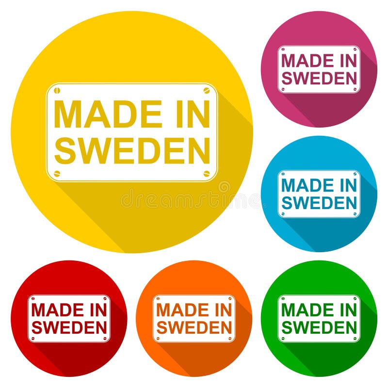 Made in Sweden Icons Set with Long Shadow Stock Vector - Illustration ...