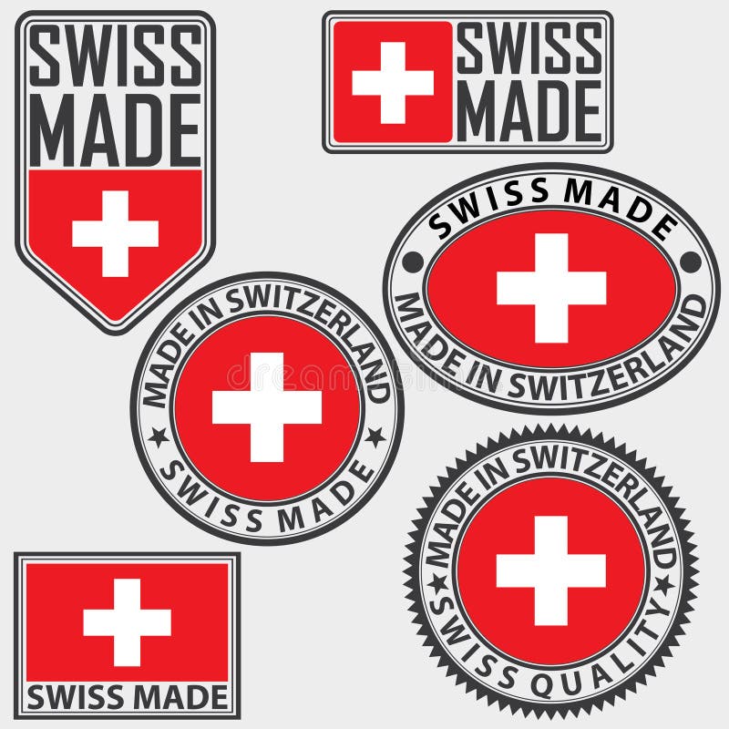 Swiss Made Logo - Icon With Wavy Flag Of Switzerland - Swiss Made Label ...