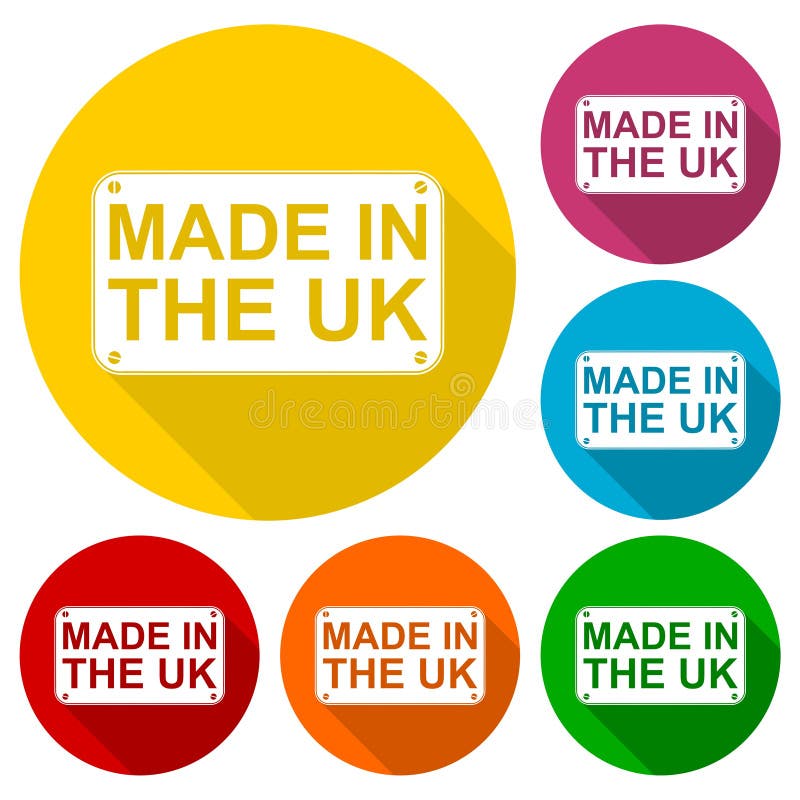 Made in UK Icons Set with Long Shadow Stock Vector - Illustration of ...