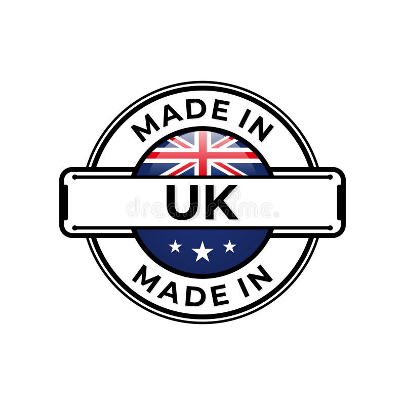Made in UK Label Icon Emblem Isolated on White Background Stock ...