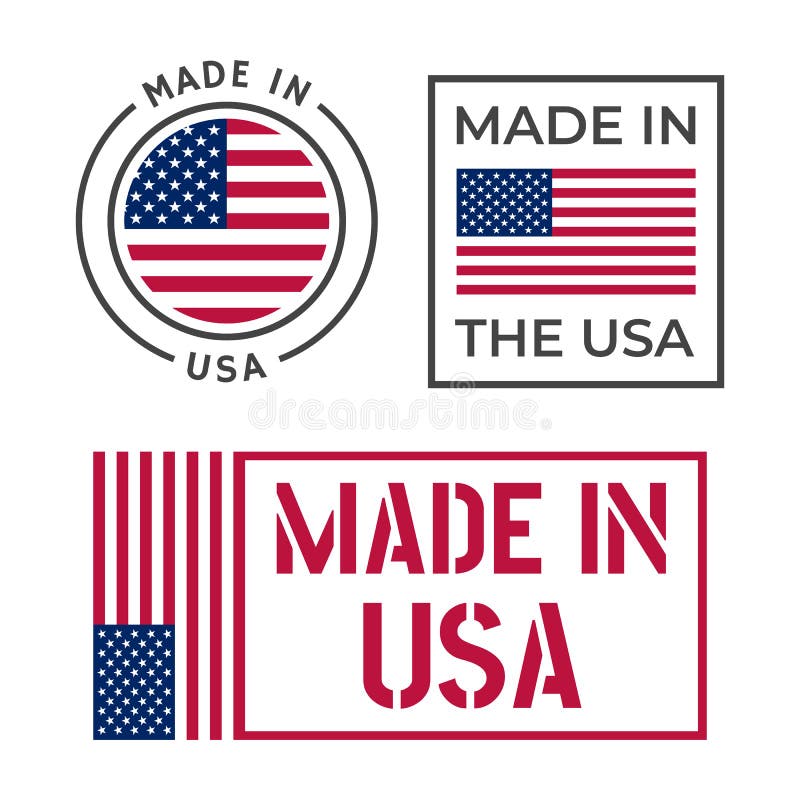 Made in Usa Icon Set, American Product Labels Stock Vector ...