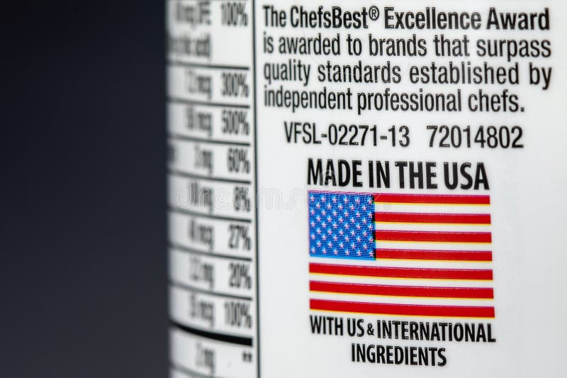 Made in USA Label Badge with American Flag. Editorial Photography ...