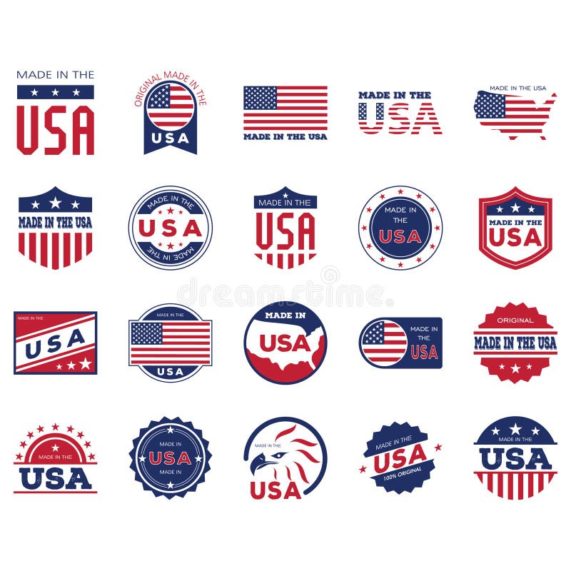 Made in USA Labels Collection. Vector Illustration Decorative Design ...