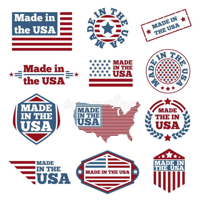 Made in USA labels stock vector. Illustration of sign - 55456907