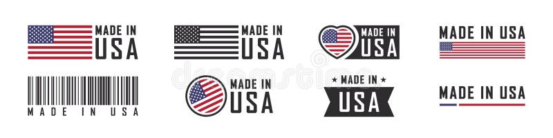 Made in the USA Logo or Labels. American Product Emblems Stock ...