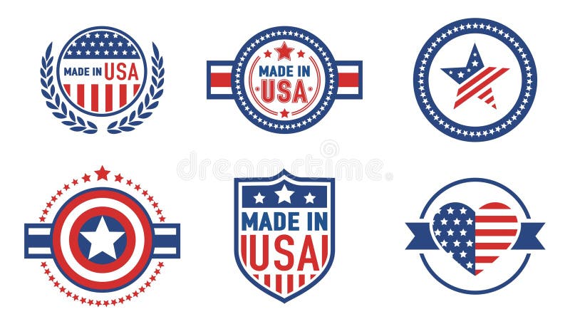 Made in USA Logos. Various Emblems Indicating the American Origin of ...