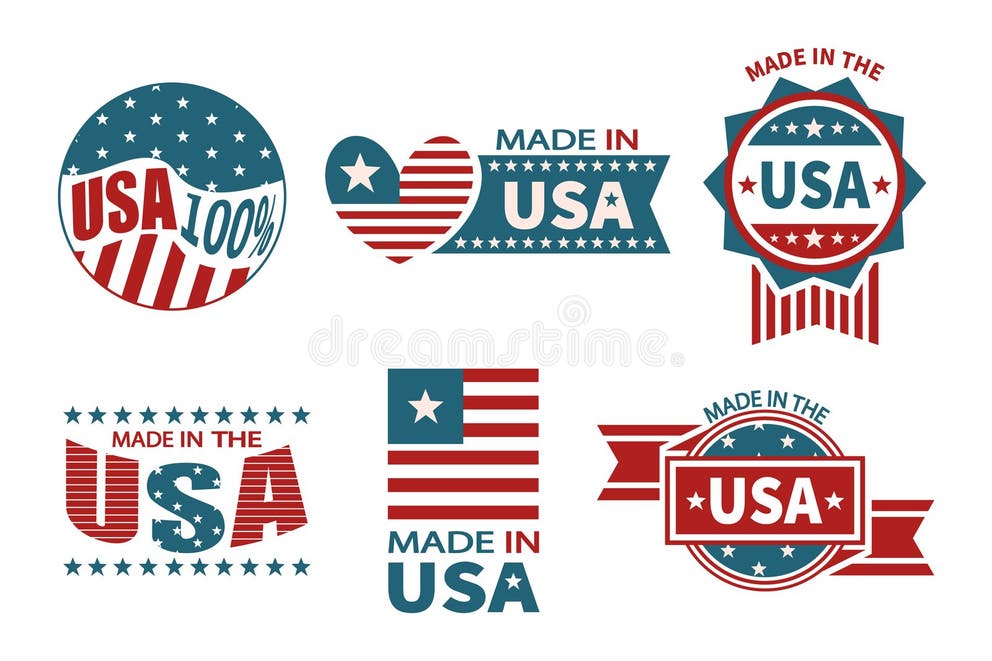Made in USA . Set of Various America Badges and Emblems Stock Vector ...