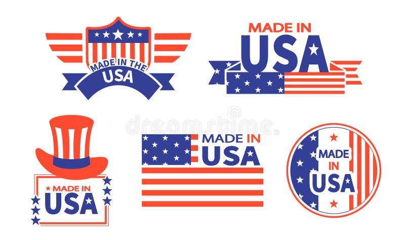 Made in USA . Set of Various America Badges and Emblems Stock Vector ...