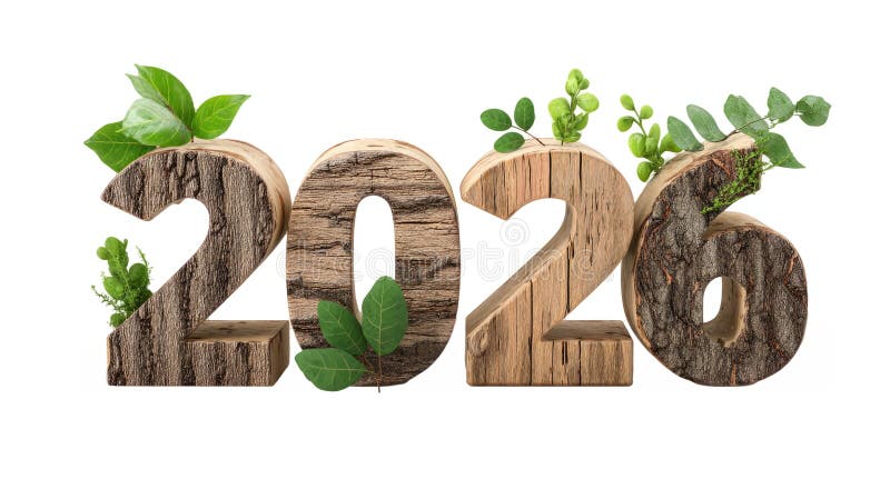 2026 Made of Wooden Block Letters with Natural Textures and Leaves ...