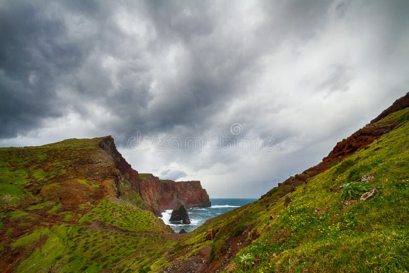 Madeira Landscape and Ocean. Stock Image - Image of rugged, europe ...