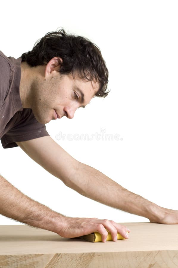 Hombre Lijando Madera Con Lijadura En Taller Imagen de archivo - Imagen ...