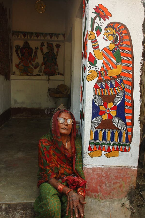 Madhubani Painting in Bihar-India Editorial Photo - Image of home ...