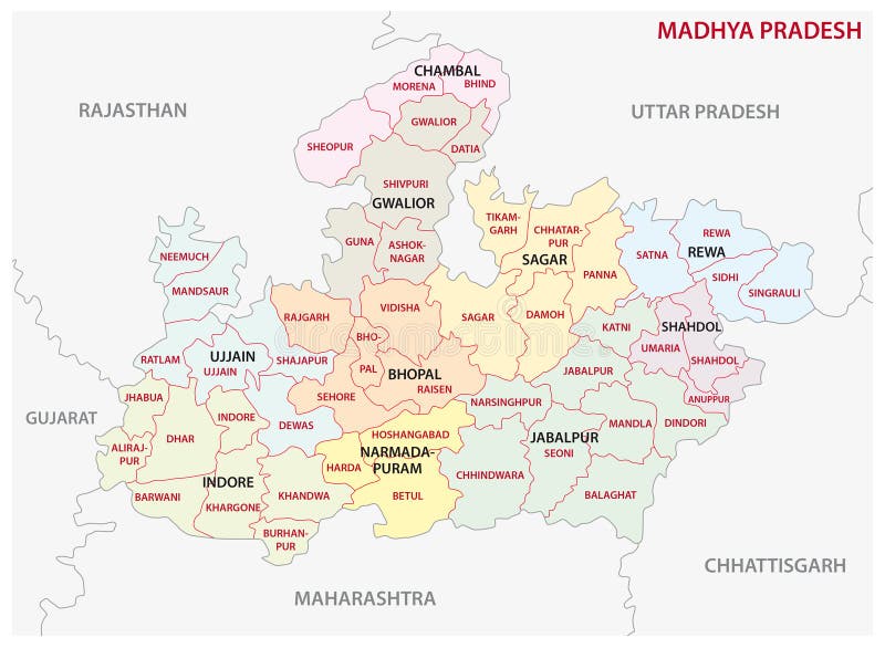 Madhya Pradesh Administrative and Political Map Stock Vector ...