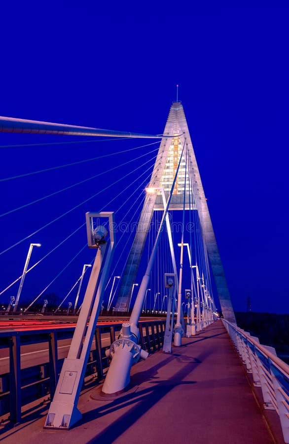 Madieri Cable-stayed Bridge in Budapest, Evening Twilight, Bridge ...