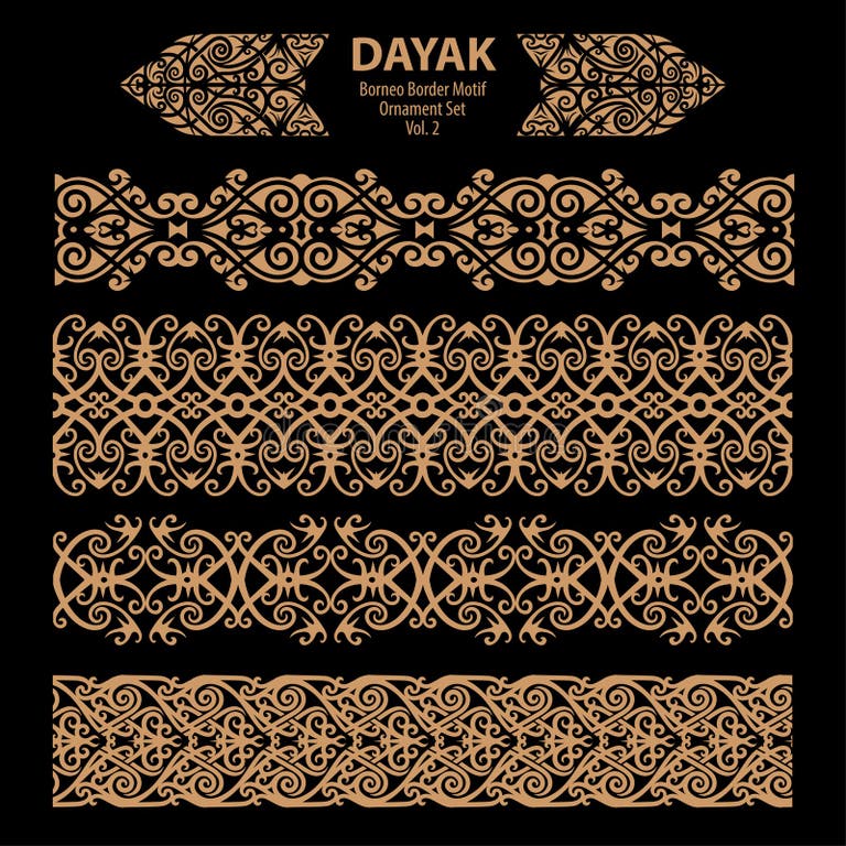 Traditional Borneo Dayak Motif Frame Dividers Stock Vector ...