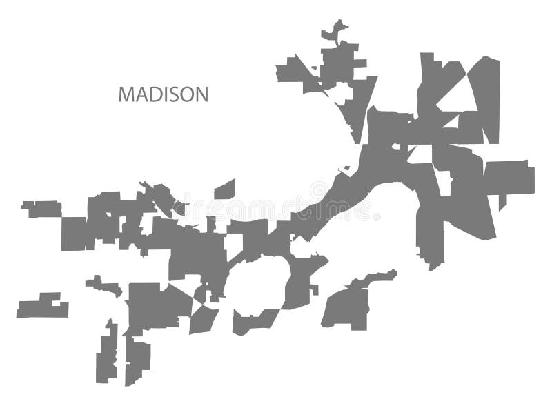 Madison Wisconsin City Map Grey Illustration Silhouette Shape Stock ...
