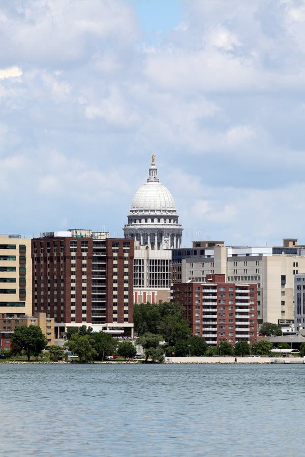 Madison, Wisconsin, USA Downtown Skyline on Lake Monona Stock Image ...