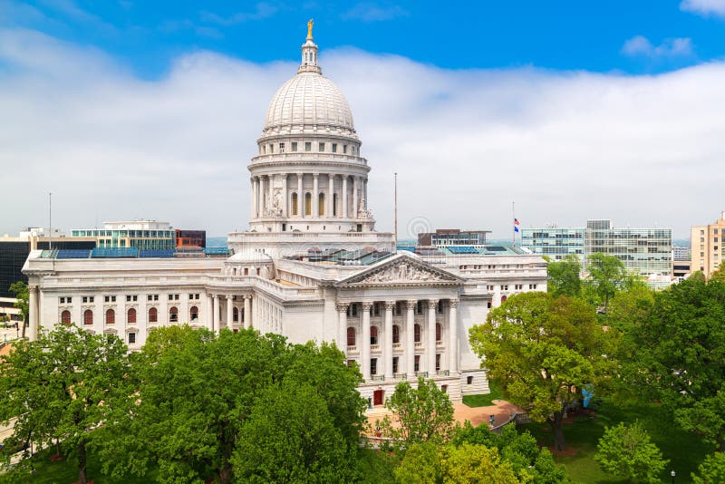 Madison, Wisconsin, USA Downtown Skyline on Lake Monona Stock Image ...