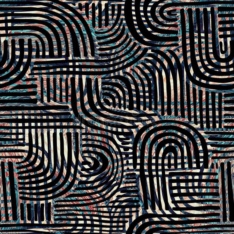 Madly Geometric Surreal Abstract Seamless Pattern in Earth Tones. Stock ...