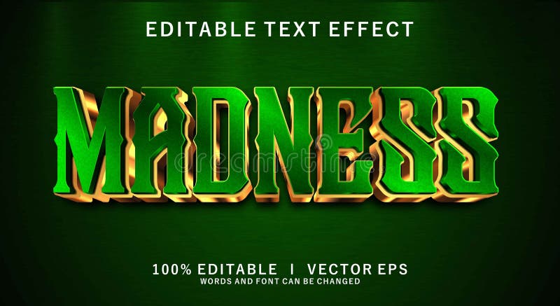 Madness 3d Vector Text Effect with Modern Style Design Stock Vector ...