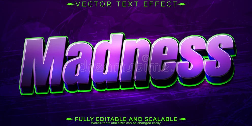 Madness Text Effect, Editable Future and Neon Text Style Stock Vector ...
