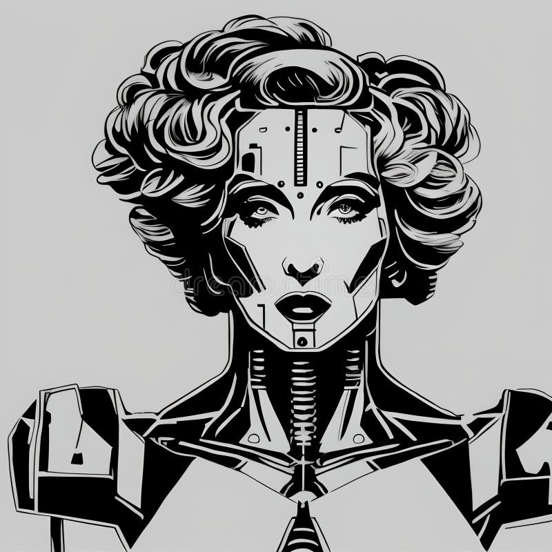 Madonna Robot, Generative AI Illustration Stock Image - Image of brush ...