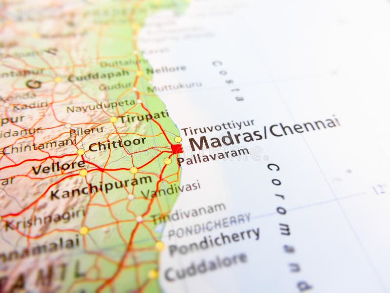 Madras Chennai City Over a Road Map India Stock Photo - Image of roads ...