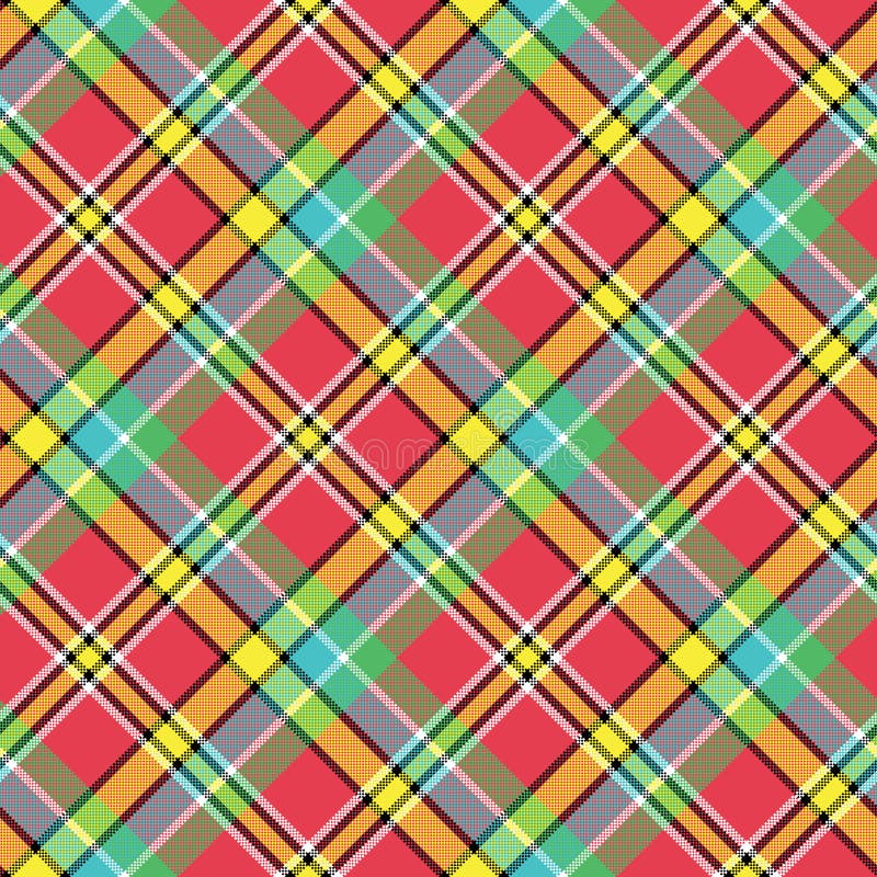 Madras Diagonal Plaid Pixeled Seamless Pattern Stock Vector ...